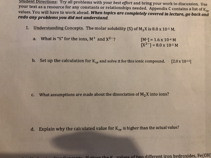 Solved Student Directions: Try all problems with your best | Chegg.com