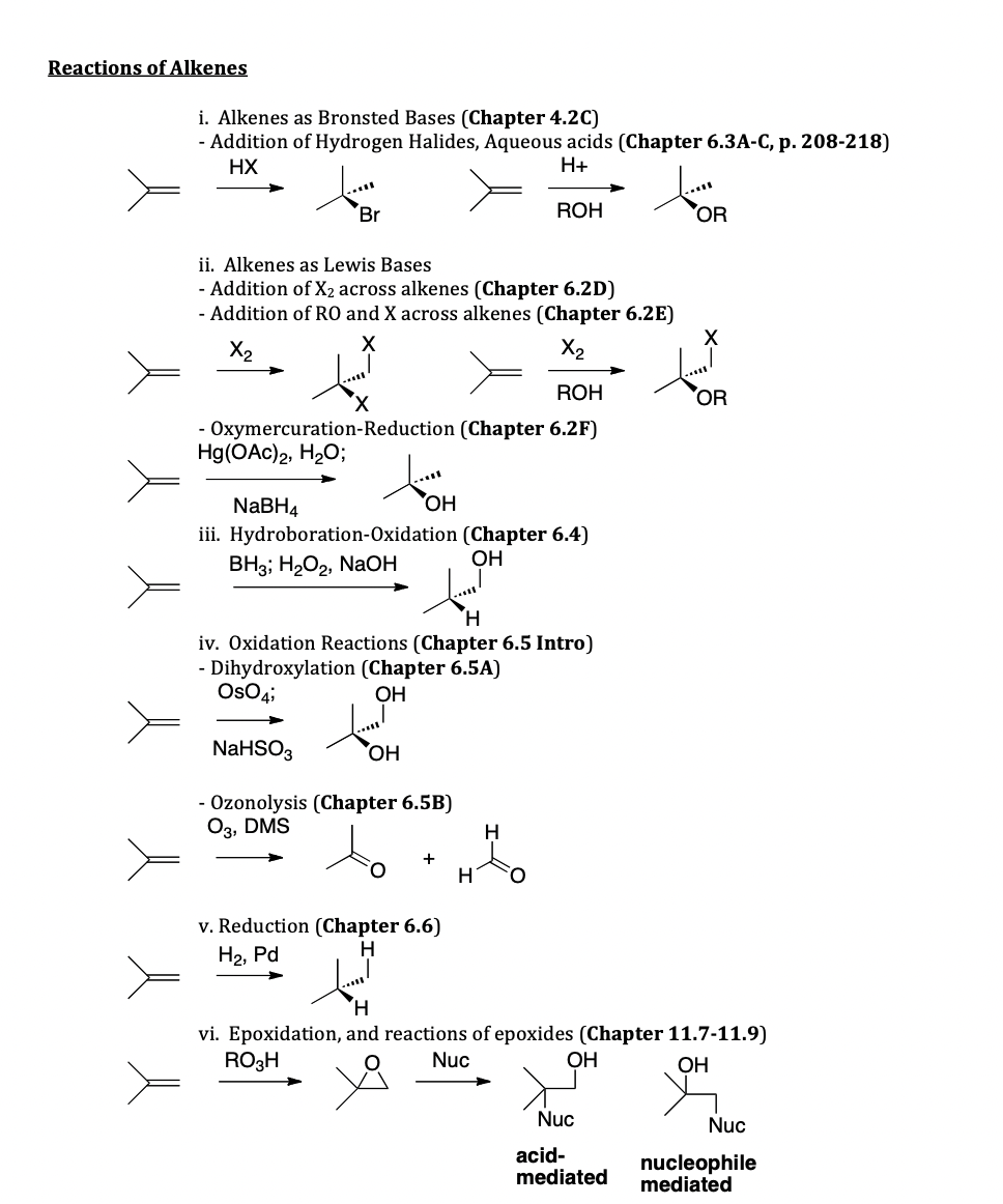Solved Reactions of Alkenes i. Alkenes as Bronsted Bases | Chegg.com