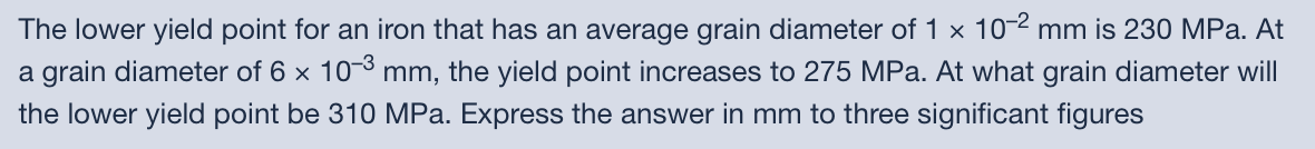 Solved The lower yield point for an iron that has an average | Chegg.com