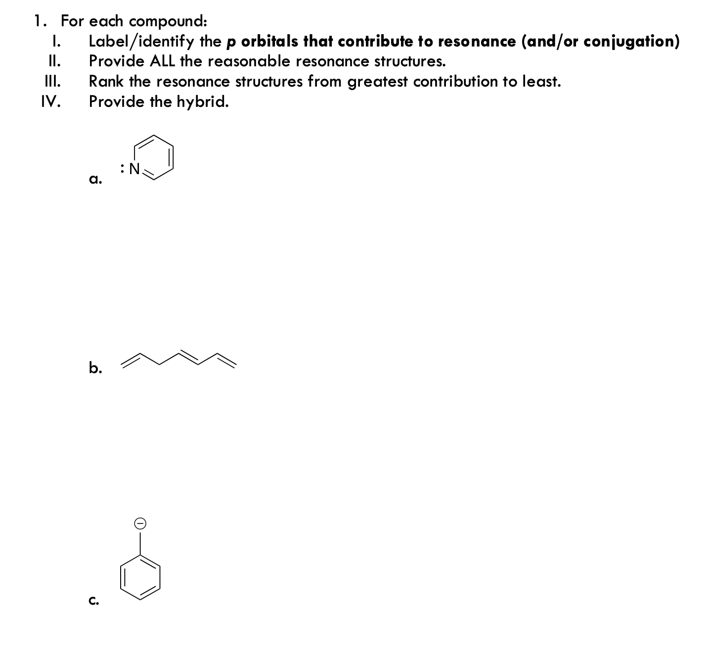 Solved For each compound:I. Label/identify the p ﻿orbitals | Chegg.com