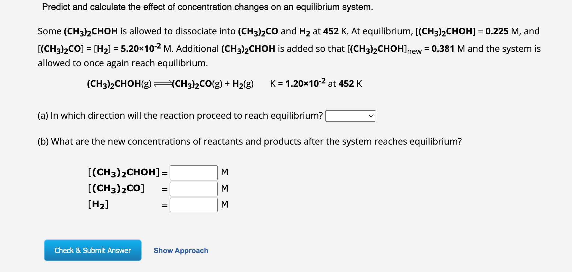 Solved Use K and initial concentrations to calculate | Chegg.com