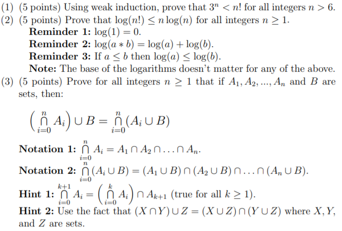 Solved (1) (5 points) Using weak induction, prove that 3"