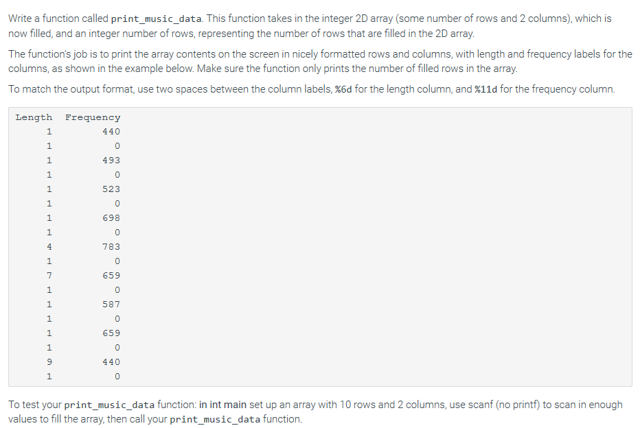 Solved Write a function called print_music_data. This | Chegg.com