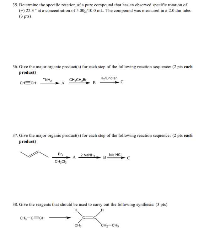 Solved 35. Determine the specific rotation of a pure | Chegg.com