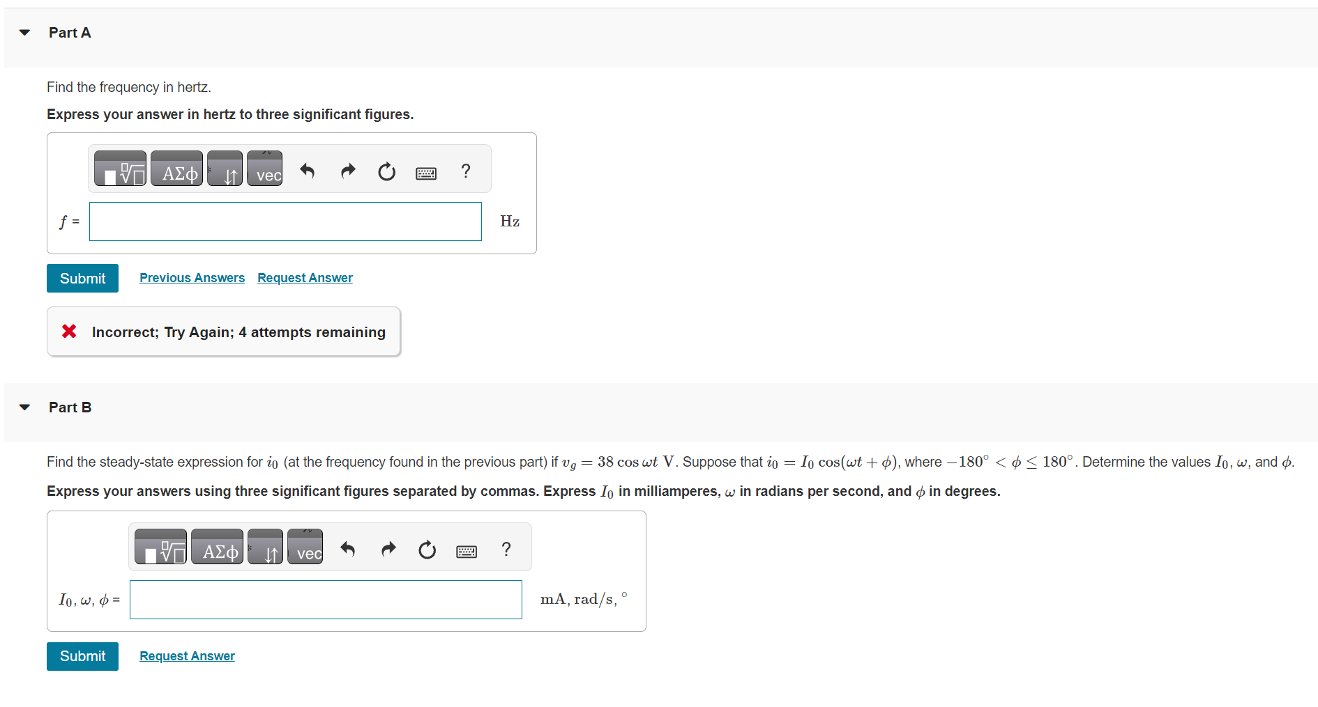Solved Find The Frequency In Hertz Express Your Answer In Chegg