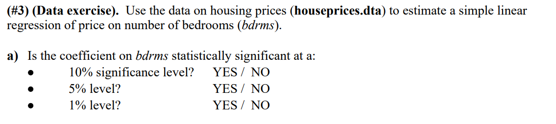 Solved (\#3) (Data exercise). Use the data on housing prices | Chegg.com