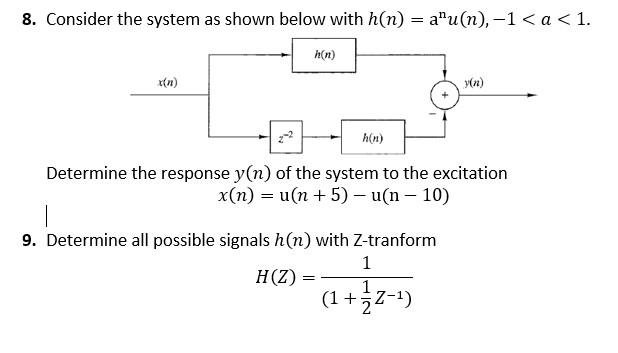 Solved 8. Consider the system as shown below with | Chegg.com