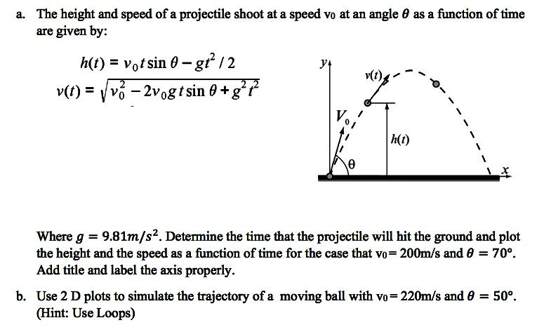 Solved a. The height and speed of a projectile shoot at a | Chegg.com