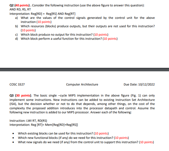 Solved Q2 ( 40 points) . Consider the following instruction | Chegg.com