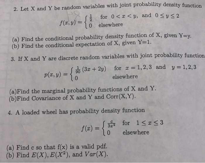 2. Let X and Y be random variables with joint | Chegg.com