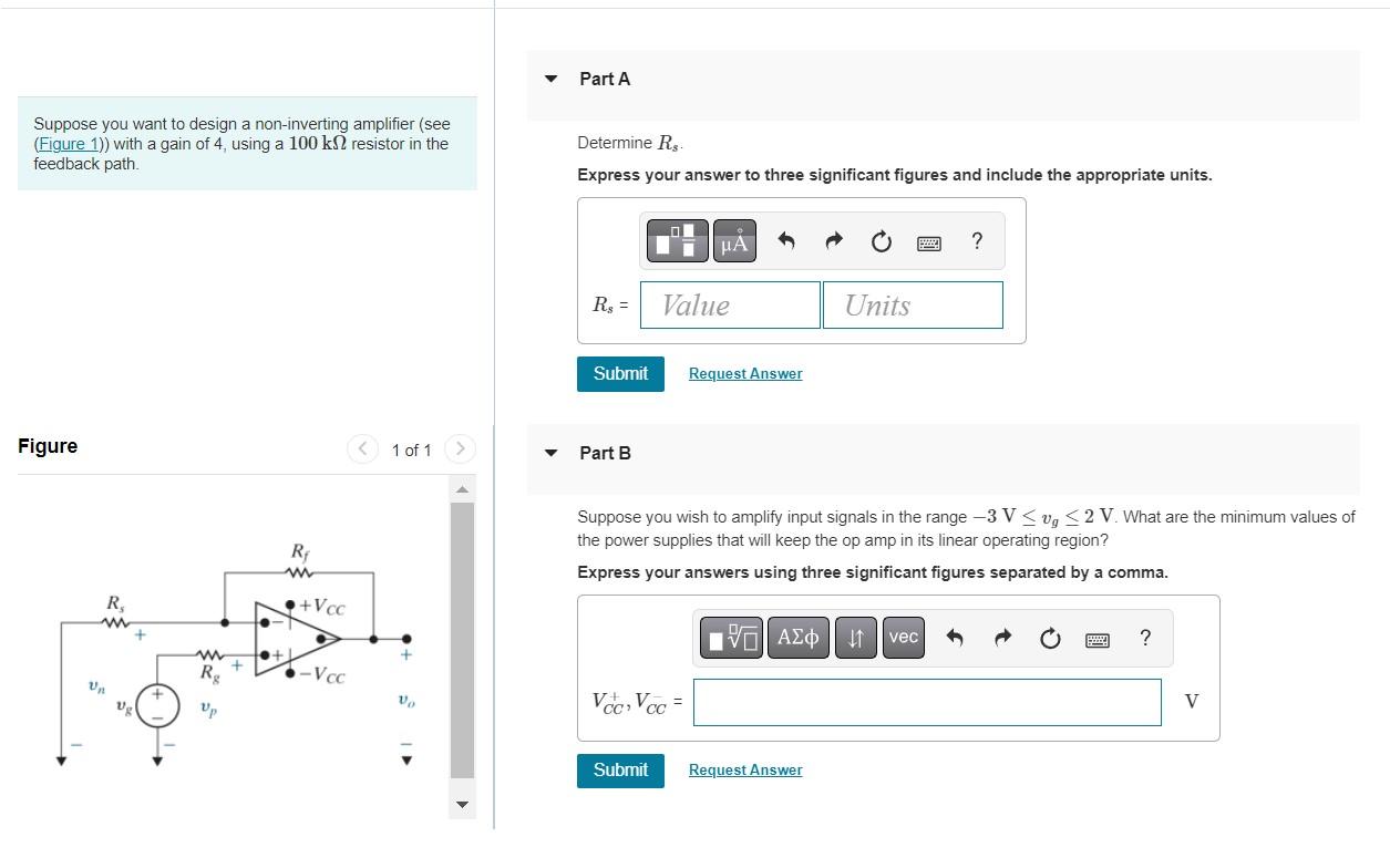 Solved Suppose you want to design a non-inverting amplifier | Chegg.com