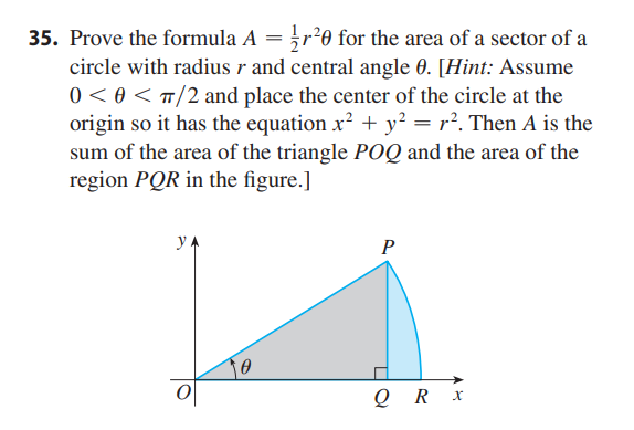 Solved 55. Prove the formula A=21r2θ for the area of a | Chegg.com
