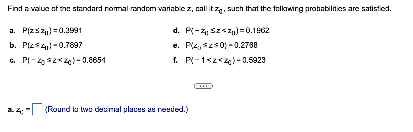 Solved Find the following probability for the standard | Chegg.com
