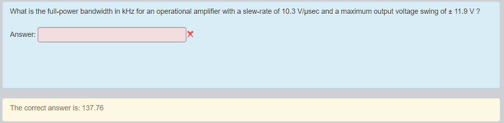 Solved What is the full-power bandwidth in kHz for an | Chegg.com