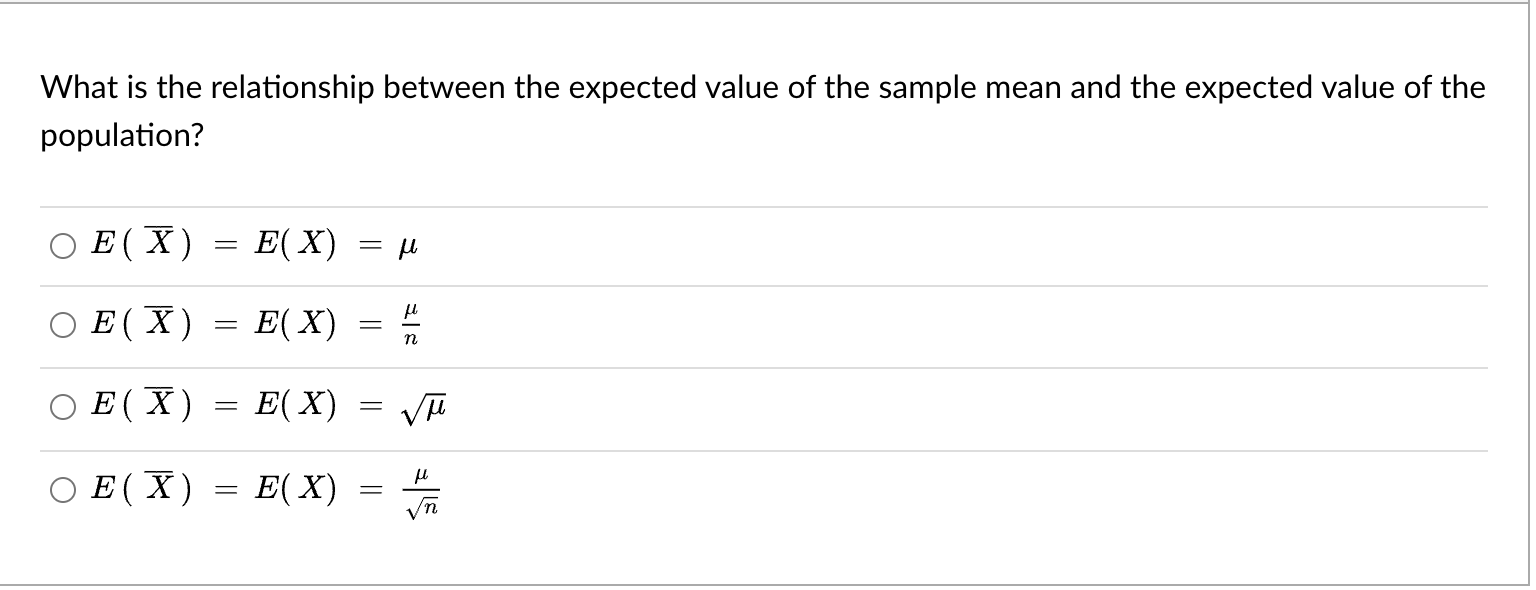 Solved What is the relationship between the expected value | Chegg.com