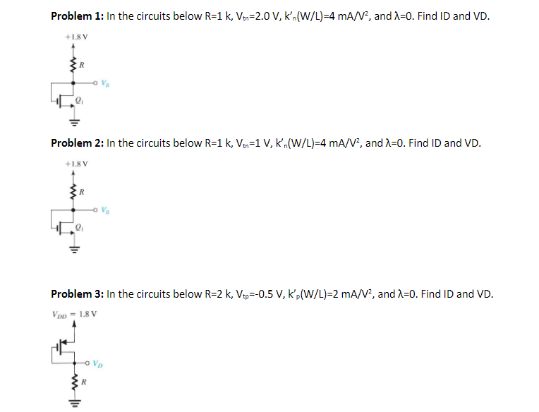 Solved Problem 1: In the circuits below R=1 k, Ven=2.0 V, | Chegg.com