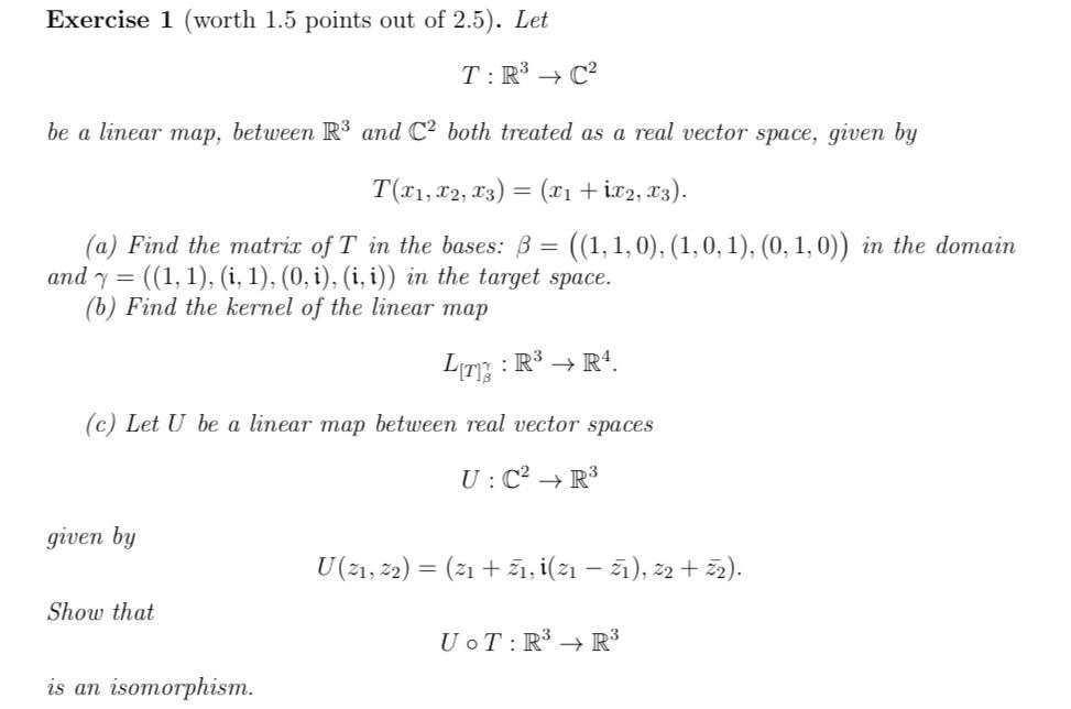 Solved Exercise 1 (worth 1.5 points out of 2.5 ). Let | Chegg.com