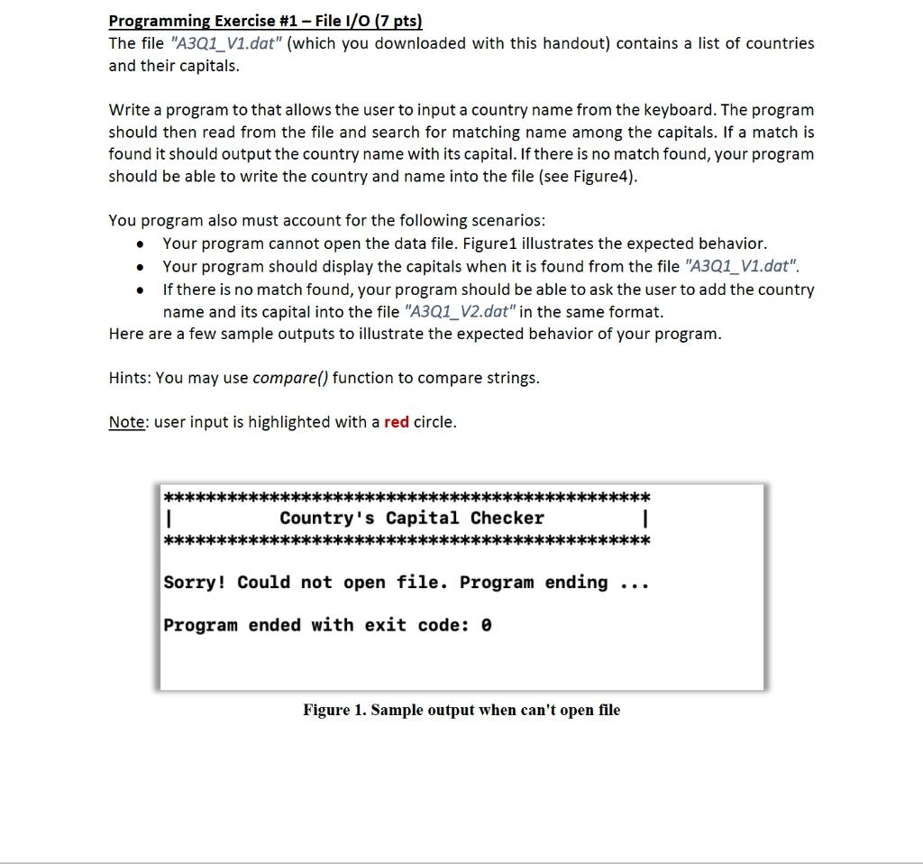 Solved Programming Exercise #1 - File 1/0 (7 pts) The file | Chegg.com