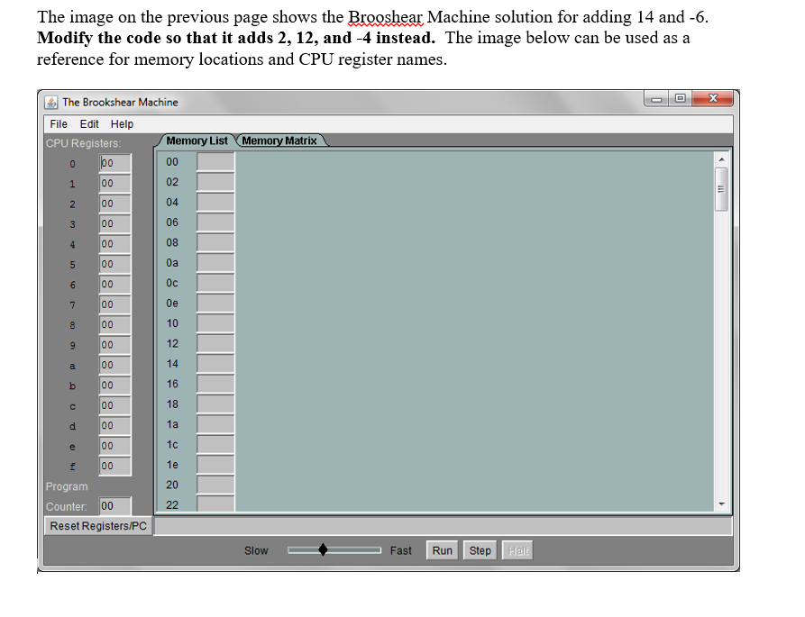 Brookshear Machine- Modify the code so that it adds | Chegg.com