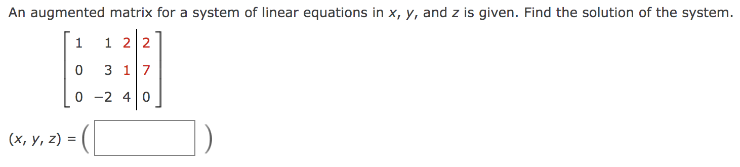 Solved An augmented matrix for a system of linear equations | Chegg.com