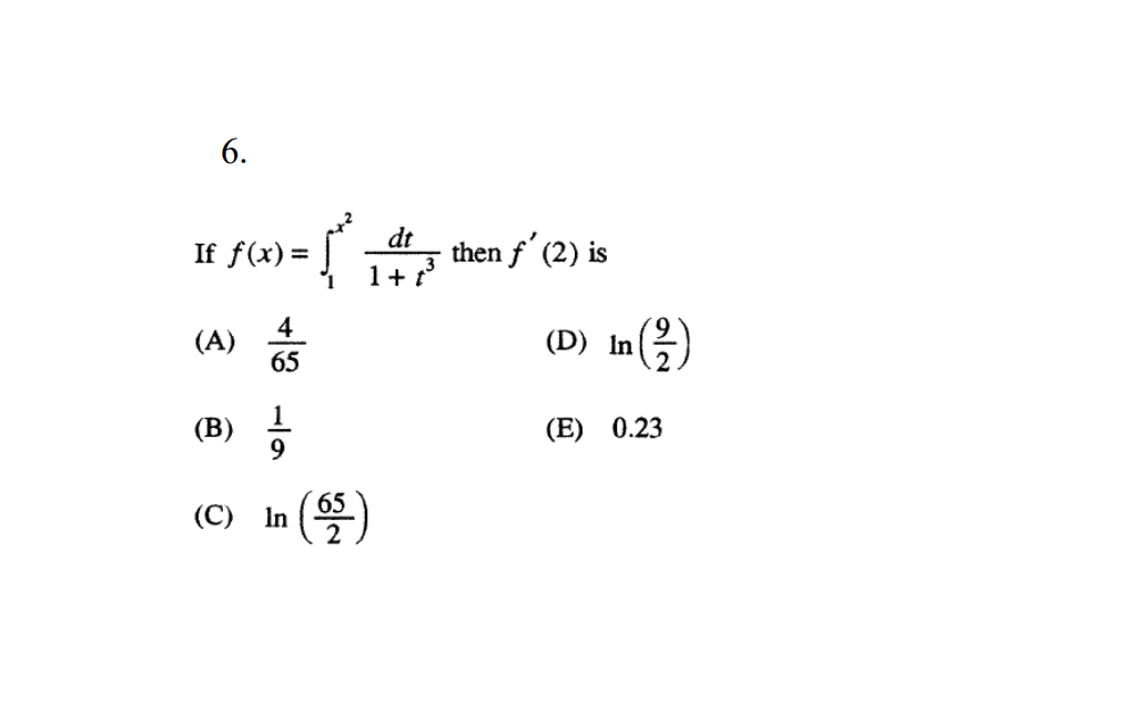 Solved If f(x) = ∫dt/(1+t^3) from 1 to x^2, then f'(2) is | Chegg.com