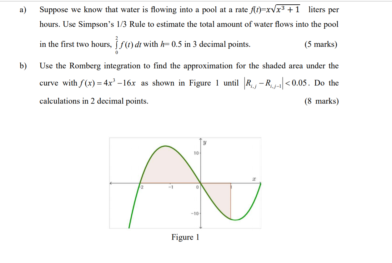 Solved a) Suppose we know that water is flowing into a pool | Chegg.com