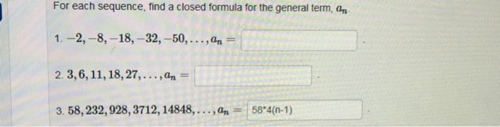 Solved For each sequence, find a closed formula for the | Chegg.com