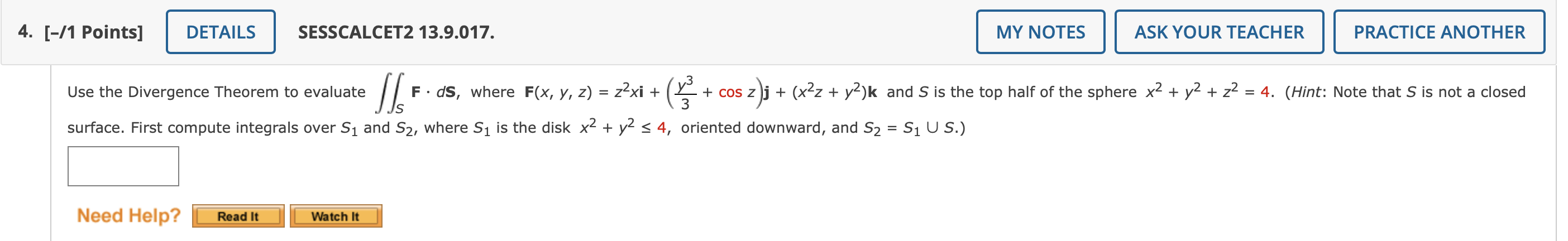 Solved surface. First compute integrals over \\( S_{1} \\) | Chegg.com