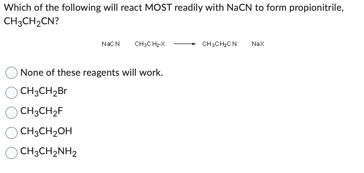 Solved Which of the following will react MOST readily with | Chegg.com