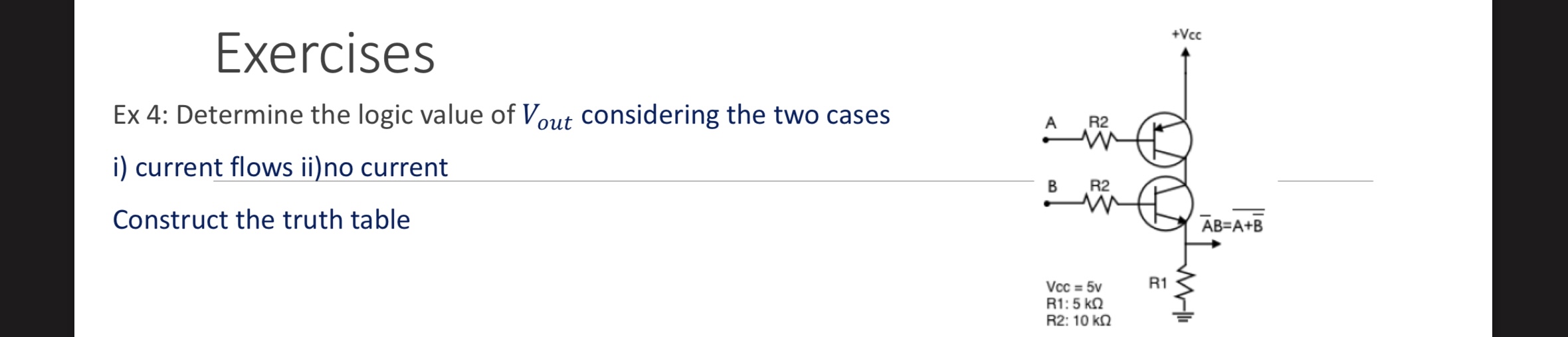 ExercisesEx 4: Determine the logic value of Vout | Chegg.com