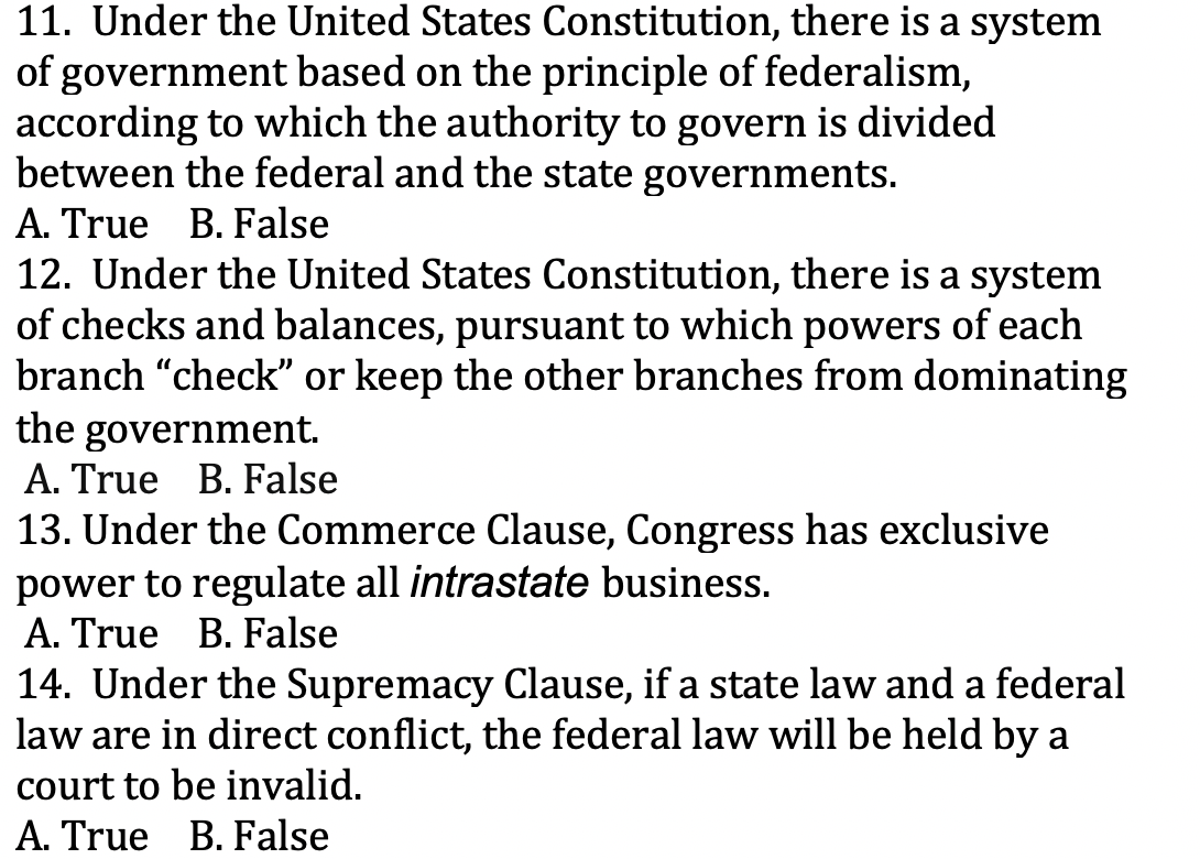 Solved 11. Under the United States Constitution, there is a | Chegg.com