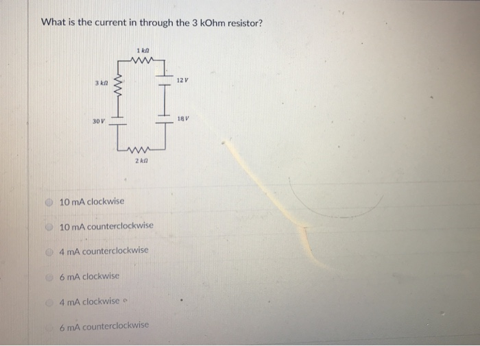 Solved What is the current in through the 3 kOhm resistor? 1 | Chegg.com