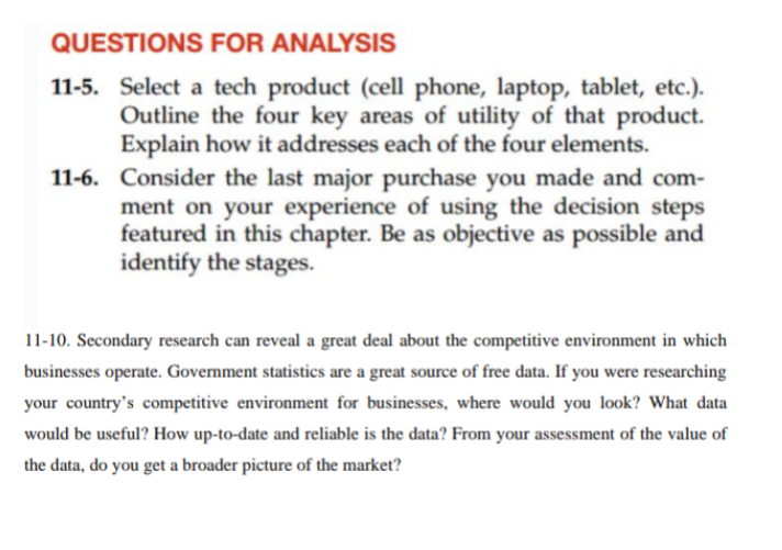 Solved QUESTIONS FOR ANALYSIS 11-5. Select a tech product | Chegg.com