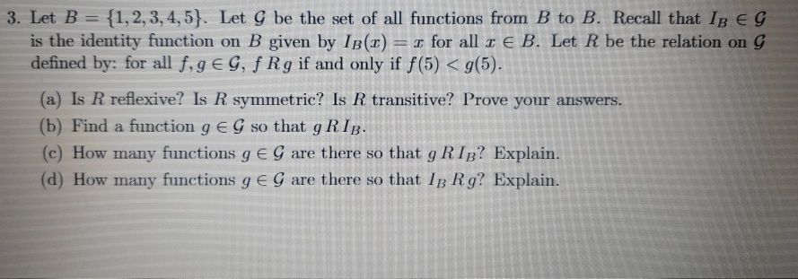 Solved 3. Let B = {1,2,3,4,5). Let G be the set of all | Chegg.com