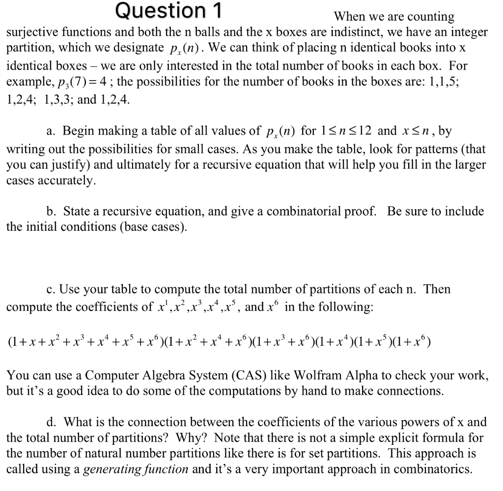 Question 1 When We Are Counting Surjective Functions