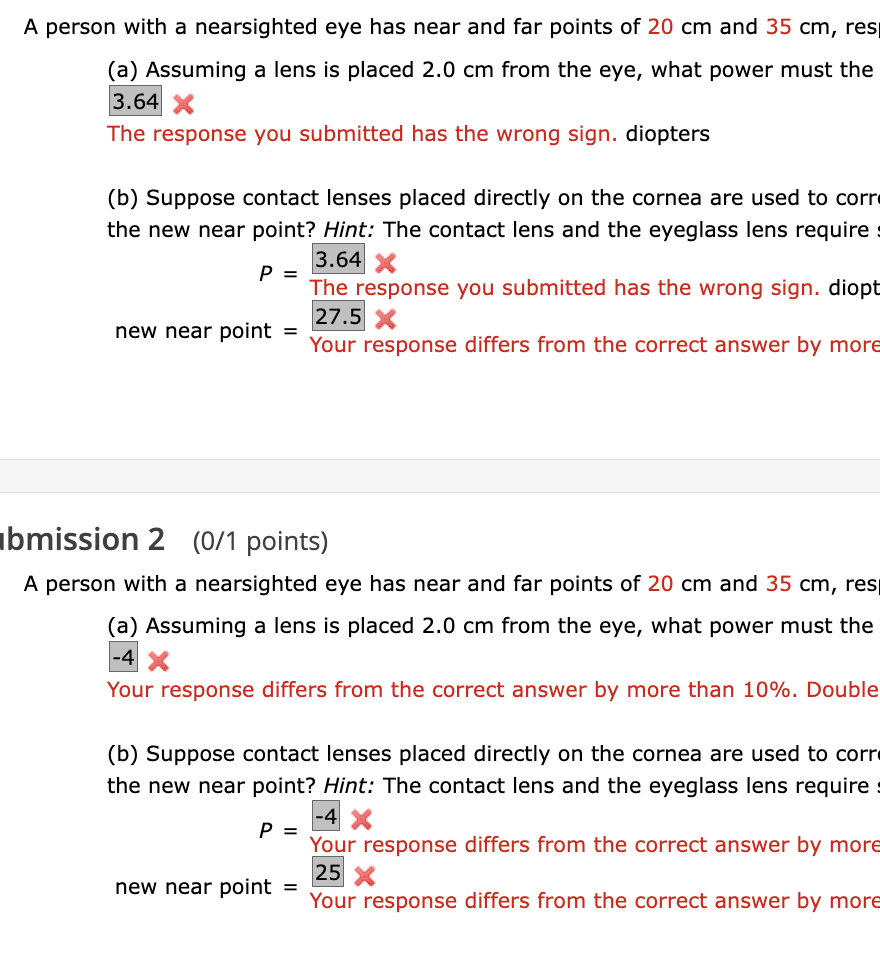 Solved A person with a nearsighted eye has near and far | Chegg.com