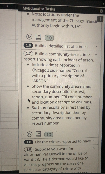 Solved P MyEducator Tasks during 2018 i 1.1 Make a | Chegg.com