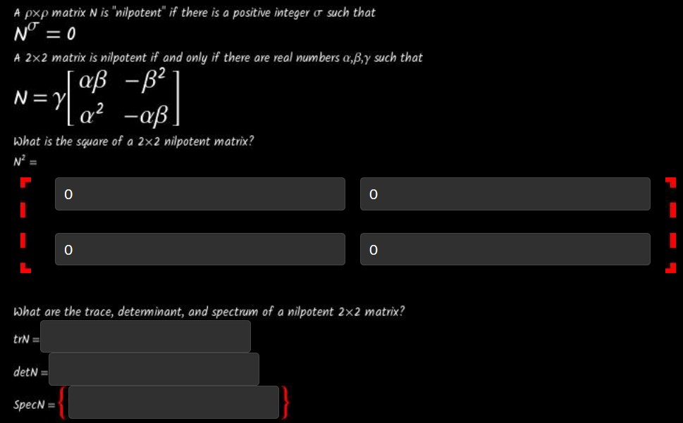 Solved what are the trace, determinant and spectrum of a | Chegg.com