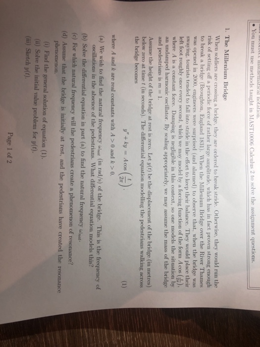 Solved e You must use methods taught in MAST10006 Calculus 2 | Chegg.com