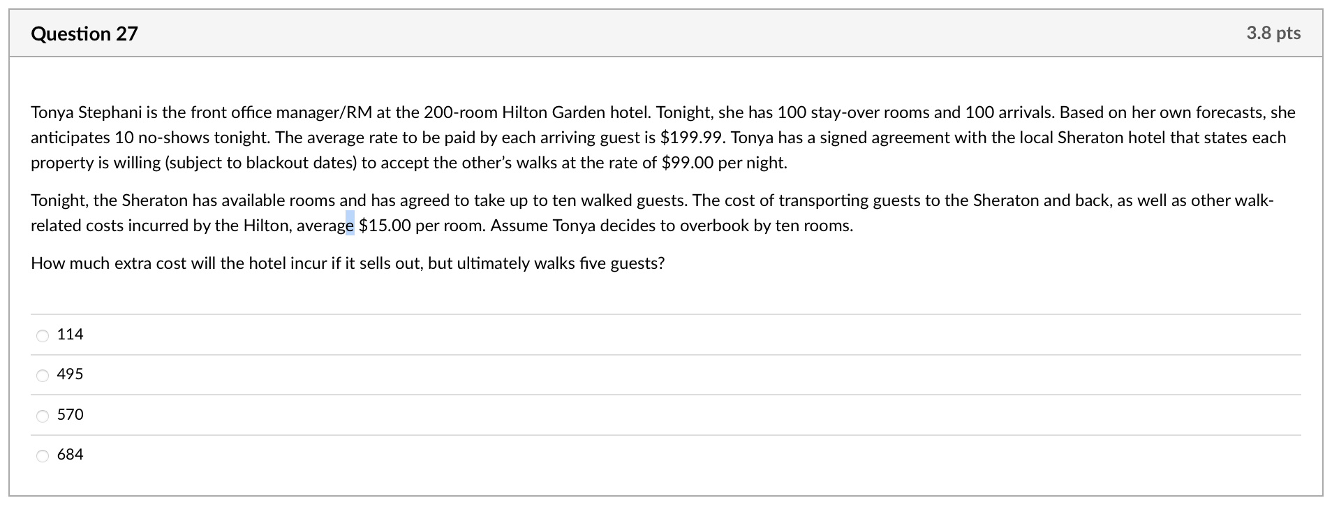 Solved Tonya Stephani is the front office manager/RM at the | Chegg.com