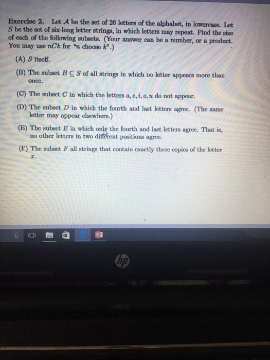 Solved Let A be the set of 26 letters of the alphabet, in | Chegg.com