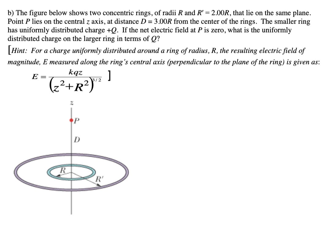 Solved b) The figure below shows two concentric rings, of | Chegg.com