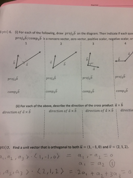 Solved (i) For each of the following, draw proj_a b on the | Chegg.com