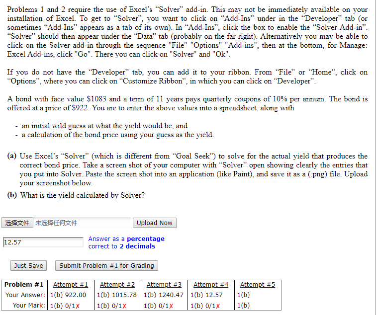 Problems 1 and 2 require the use of Excel's "Solver” | Chegg.com