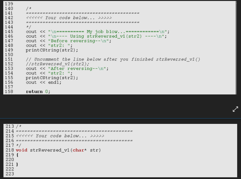 Solved C++ Using C string to reverse the string within | Chegg.com