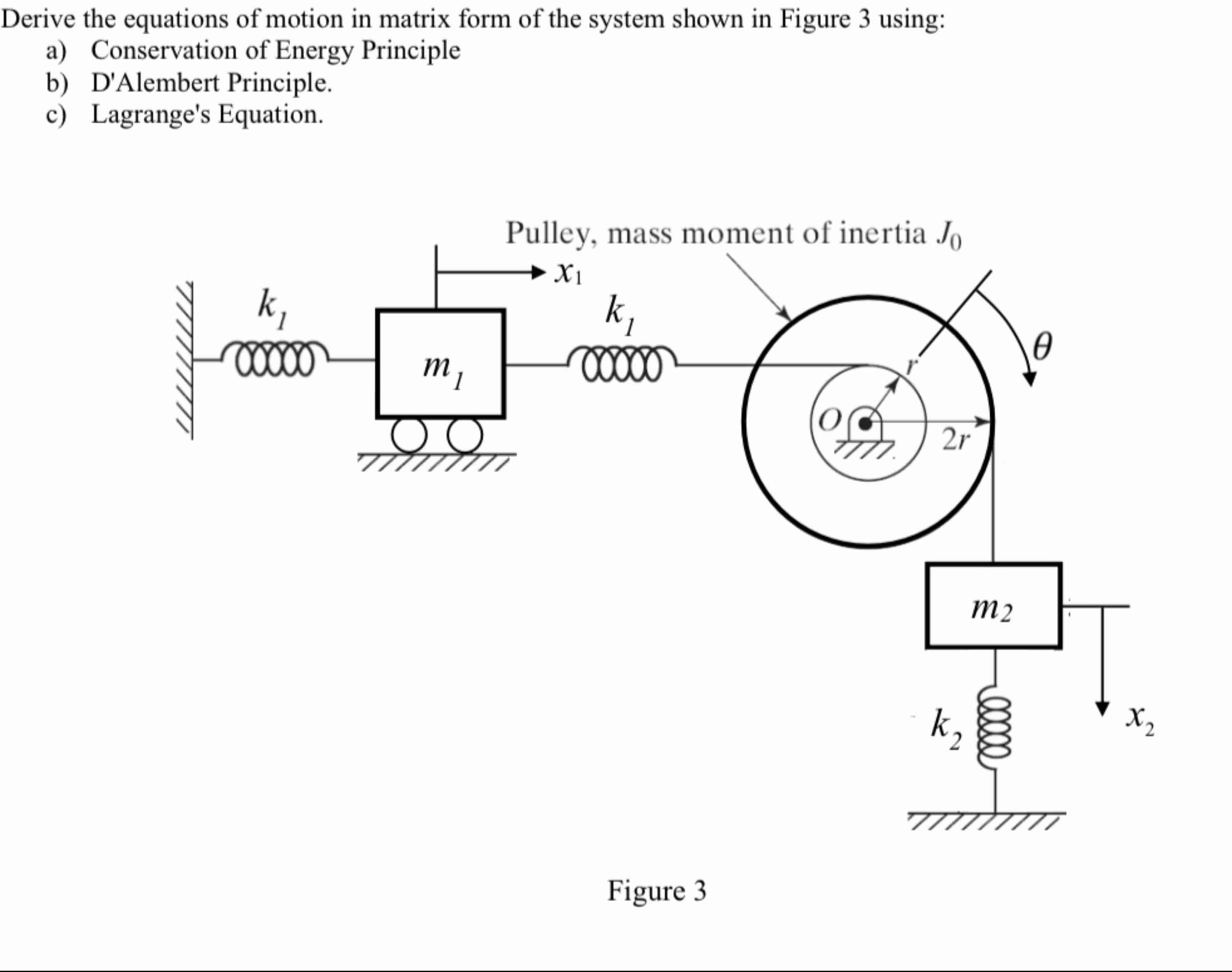 Solved Derive the equations of motion in matrix form of the | Chegg.com