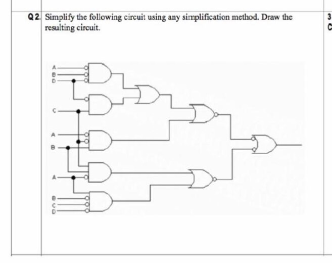 Solved Q2 Simplify the following circuit using any | Chegg.com