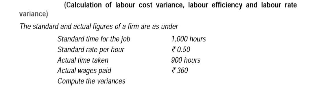 Solved Calculation Of Labour Cost Variance Labour