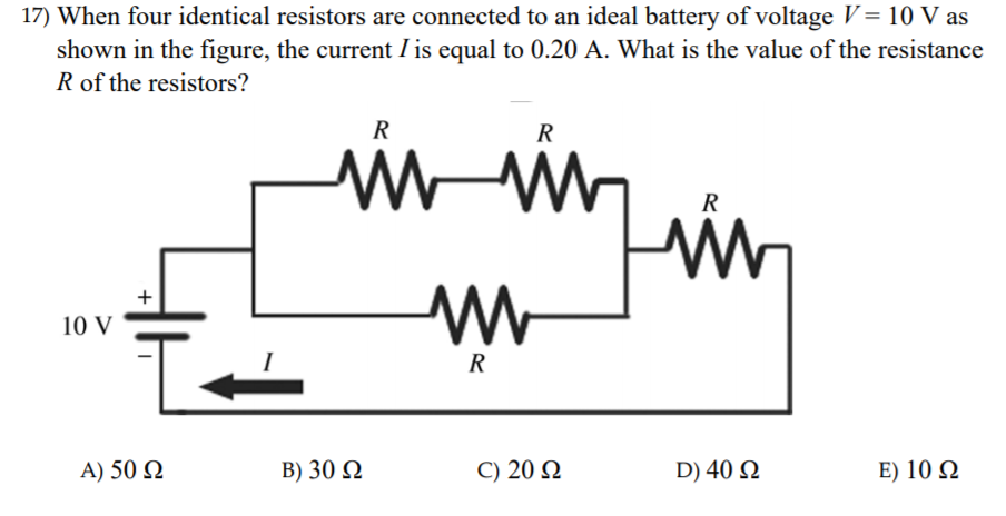 Solved 17) When four identical resistors are connected to an | Chegg.com Solved 17) When four identical resistors are connected to an | Chegg.com