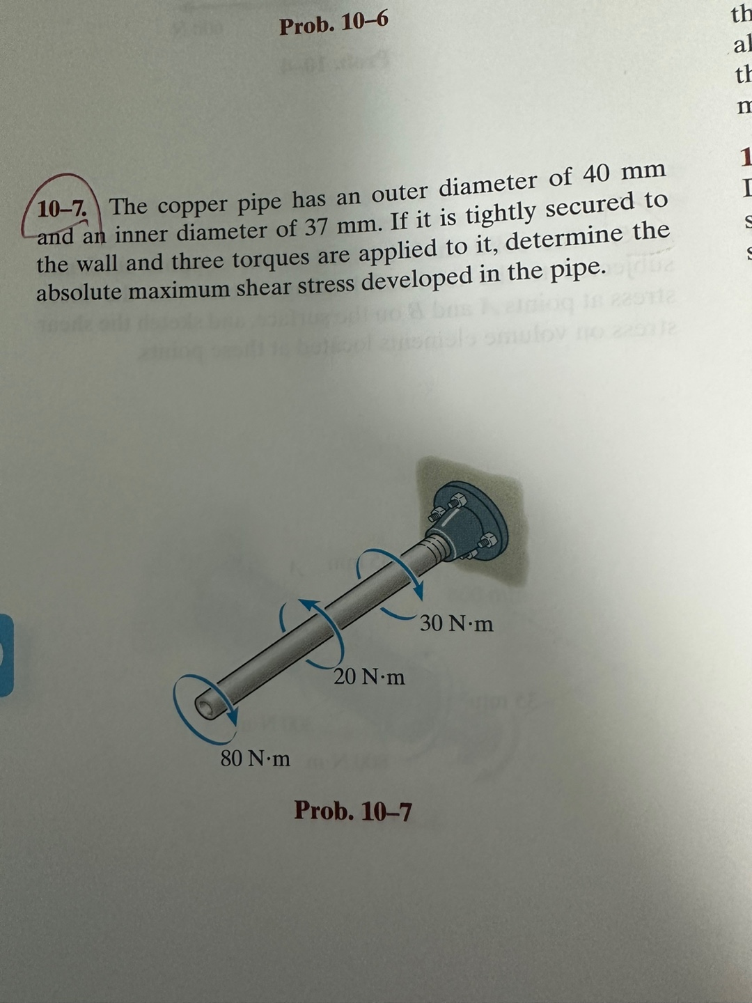 Solved 10-7. The copper pipe has an outer diameter of 40 mm | Chegg.com